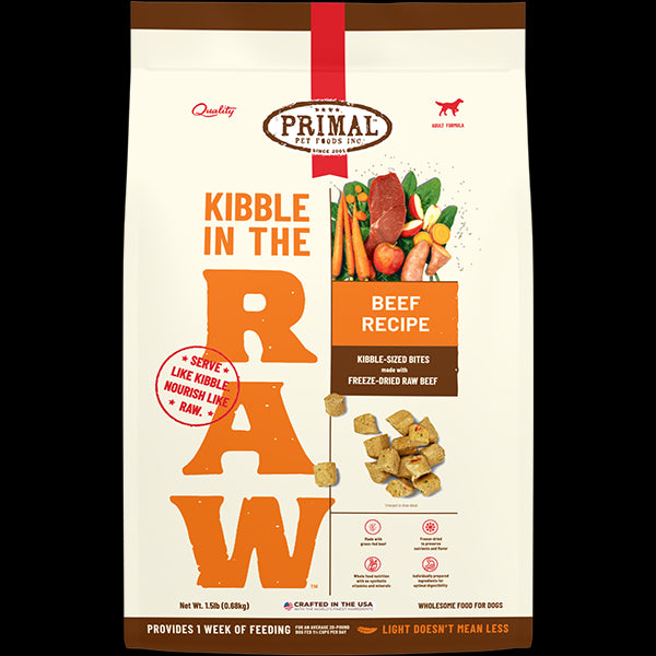 Primal Dog Kibble in the Raw Beef 1.5lbs — Kibbles & Biscuits
