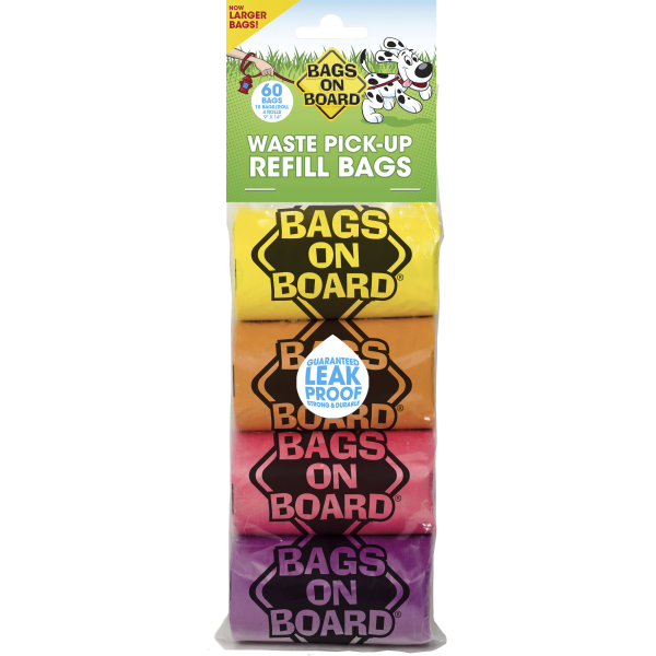 BOB Poop Bag Refills Rainbow | 4 Rolls 60 Bags — Kibbles & Biscuits