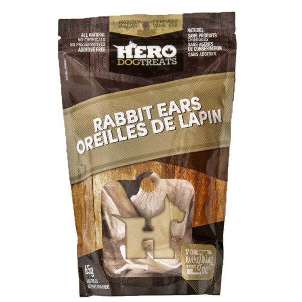 Hero Dehydrated Rabbit Ears 65gm — Kibbles & Biscuits