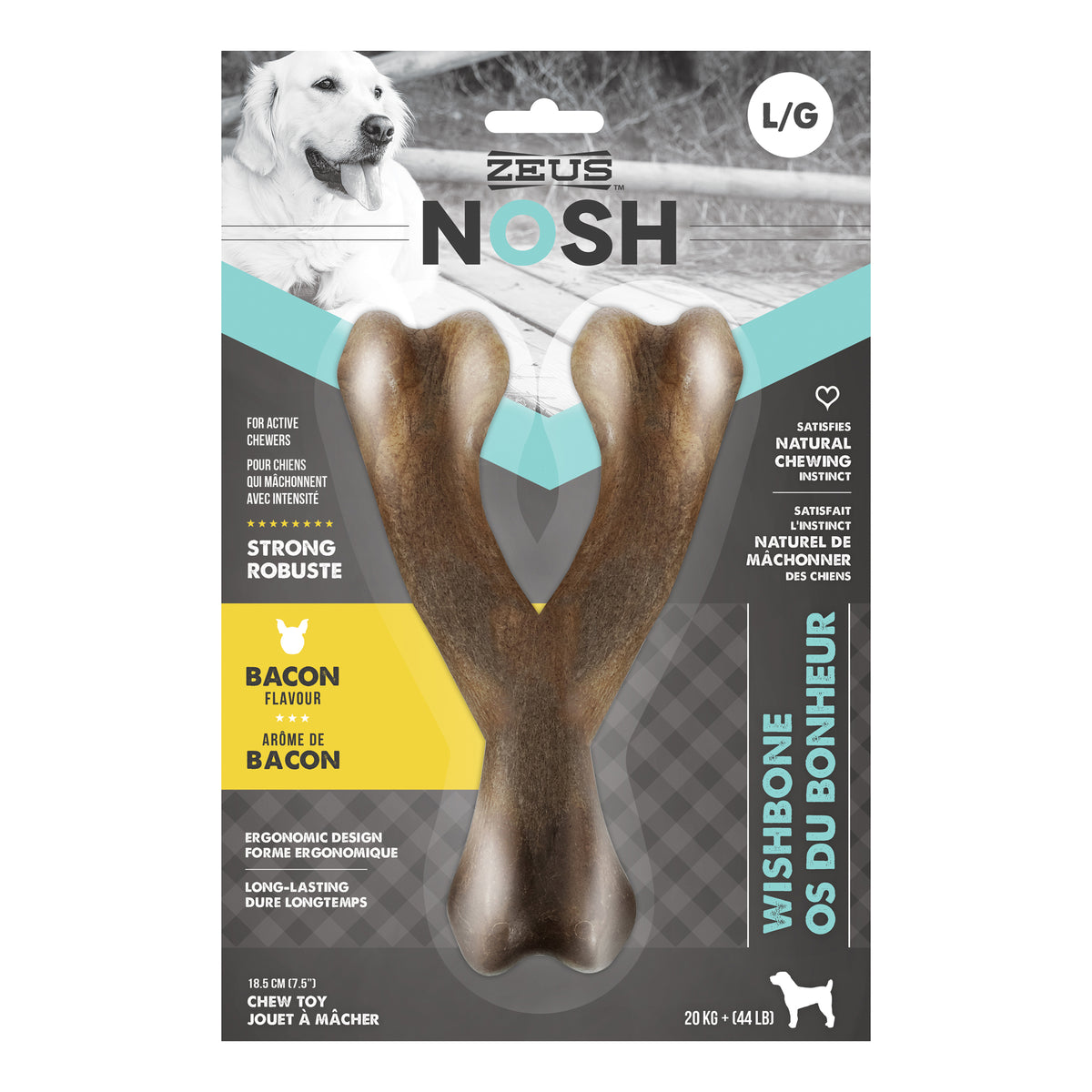 Zeus Nosh Strong Chew Bone, Bacon Wishbone Large — Kibbles & Biscuits