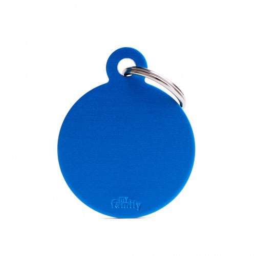 Big Round Aluminum Blue ID Tags — Kibbles & Biscuits