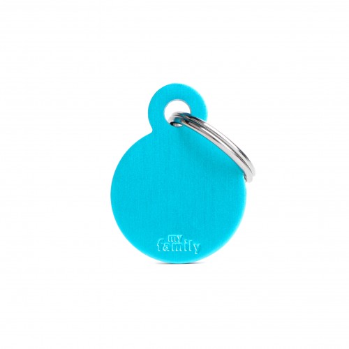 Small Round Aluminum Light Blue ID Tags — Kibbles & Biscuits